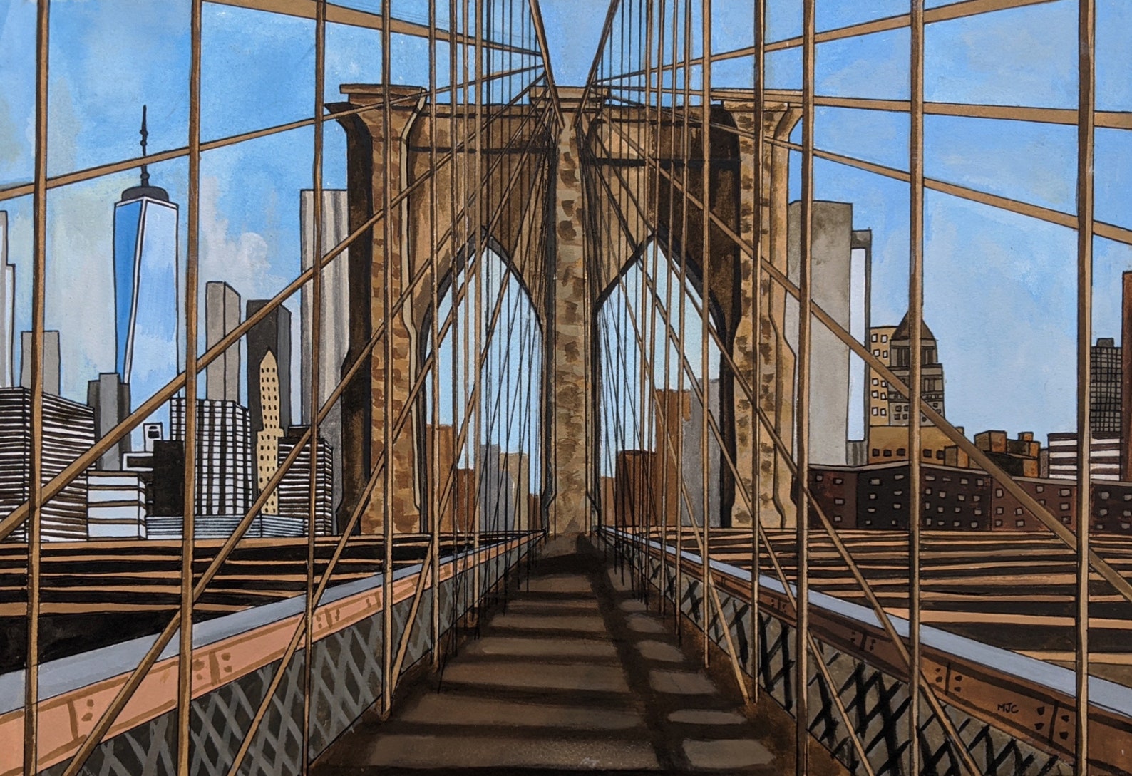 Brooklyn Bridge Original Painting, New York City Wall Art, City Wall ...