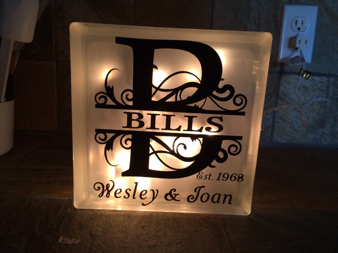 Personalized Monogram Glass Block - Etsy