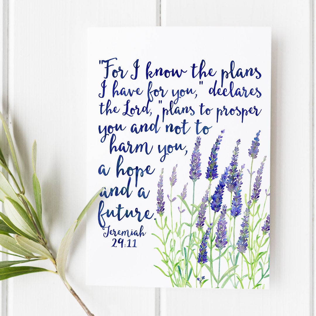 Jeremiah 29:11 Bible Verse Print, Lavender Floral Scripture Art ...
