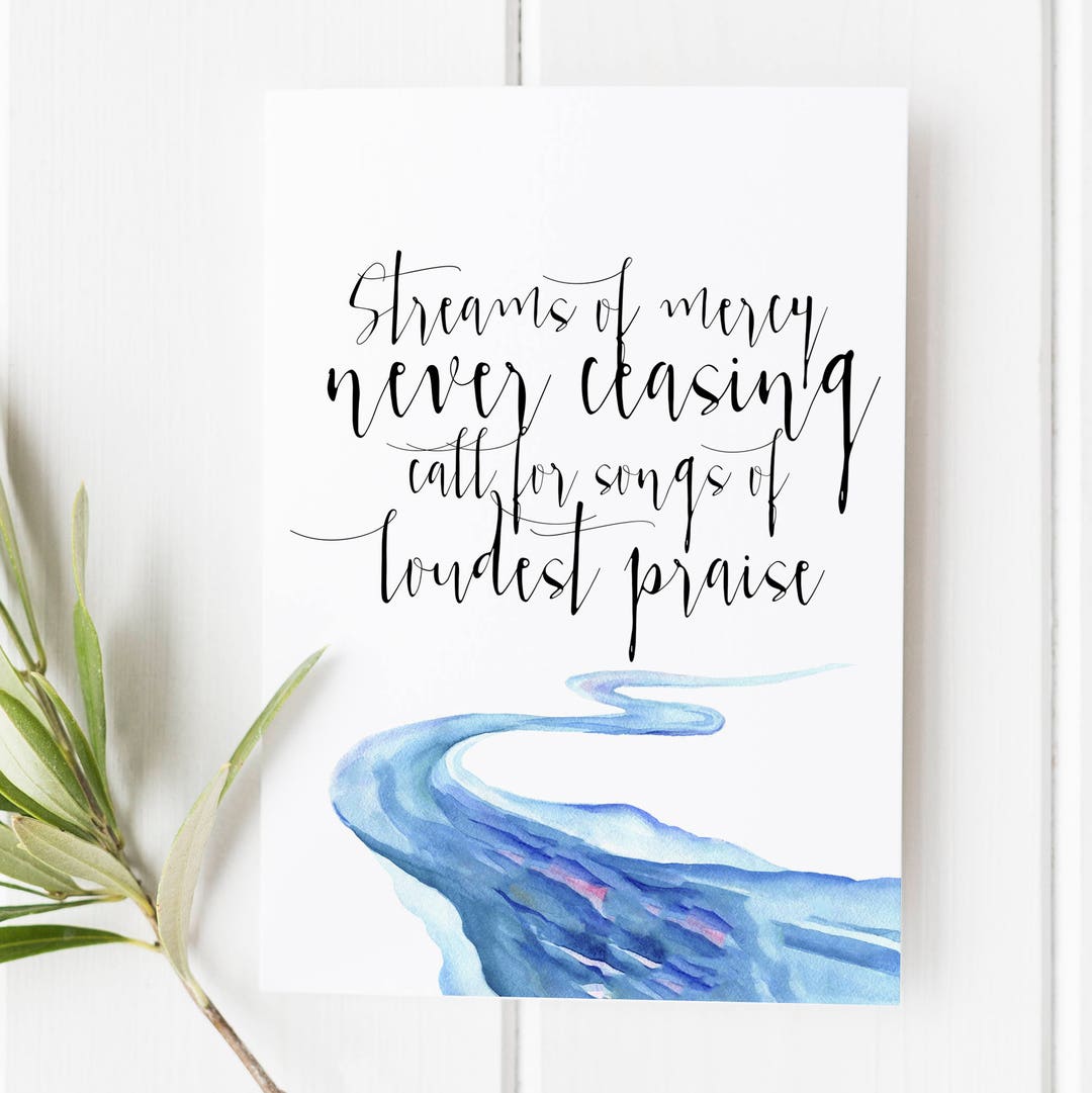 Streams of Mercy Hymn Print, Bible Verse Wall Art, Christian Wall Decor ...