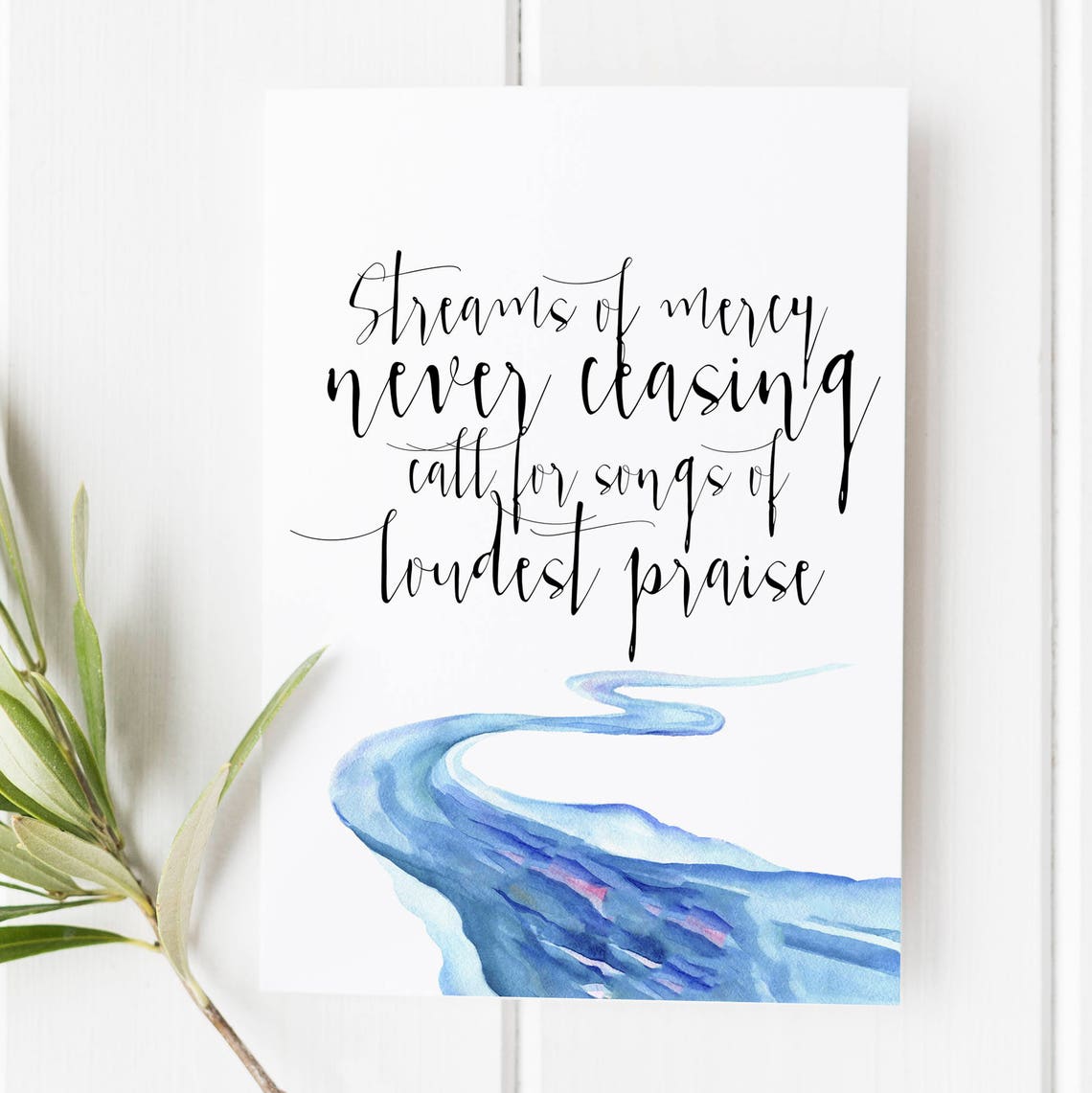 Streams of Mercy Hymn Print, Bible Verse Wall Art, Christian Wall Decor ...