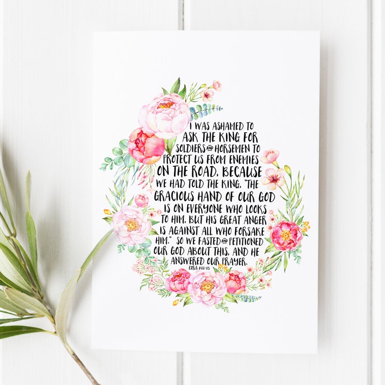 Ezra 8:22-23 We pleaded with our God and He granted our | Etsy