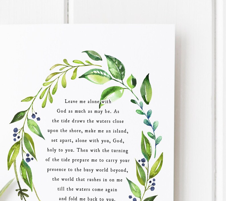 St Aidan Prayer Print, Christian Prayer Wall Art, Botanical Faith Decor ...
