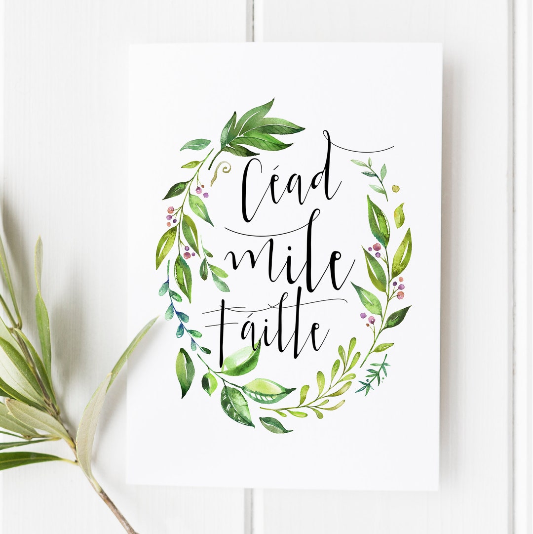 Céad Míle Fáilte Print – Irish Wall Art, Celtic Welcome Sign, Home ...