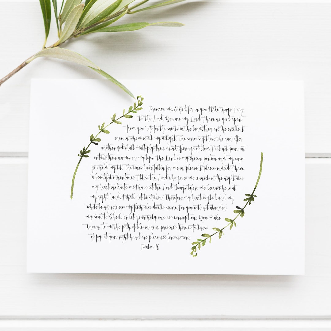Psalm 16 - Preserve Me, O God - Scripture Art - Bible Verse - Bible ...