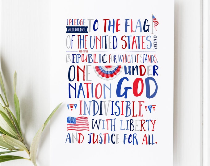 Pledge of Allegiance Matte Poster Patriotic Subway Art 4th of July Wall ...