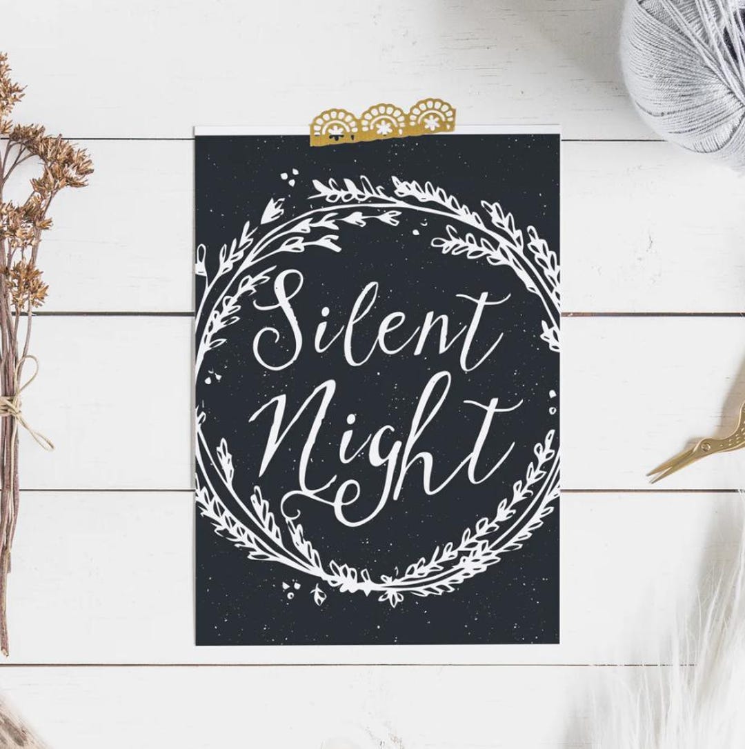 Silent Night Print, Christmas Scripture Wall Art, Christian Holiday ...