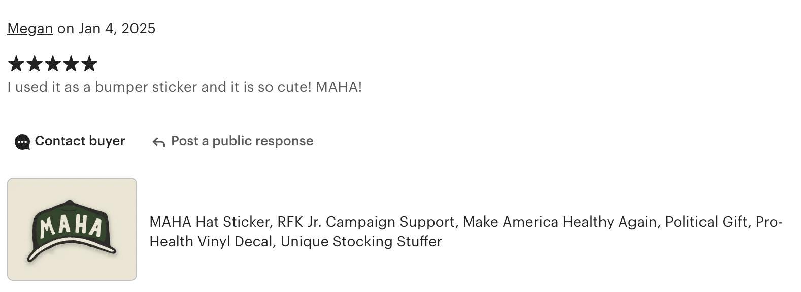 MAHA Hat Sticker, RFK Jr. Campaign Support, Make America Healthy Again ...