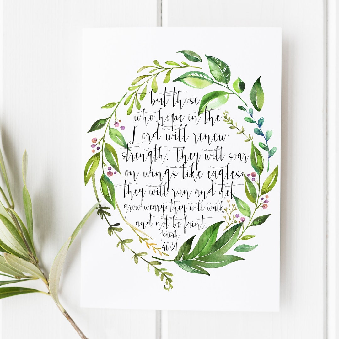 Jesaja 40:31 Bijbelvers afdrukken, christelijke muurkunst, aquarel ...