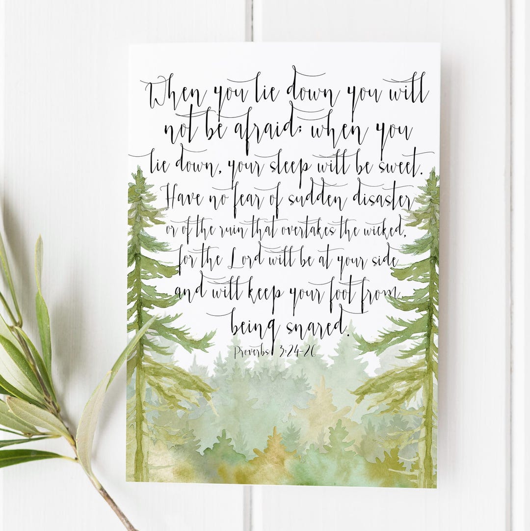 Proverbs 3:24-26 When You Lie Down You Will Not Be Afraid Scripture Art ...