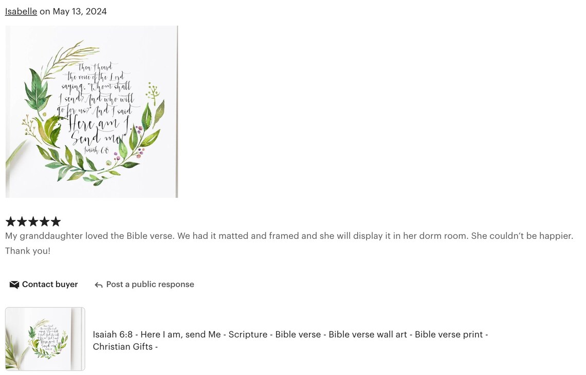Isaiah 6:8 Scripture Print, Here Am I Send Me Wall Art, Botanical ...