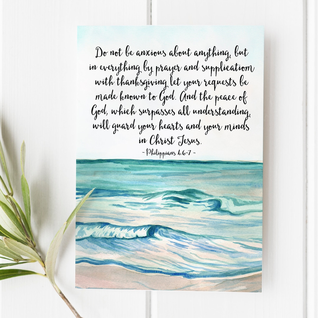 Do Not Be Anxious Bible Verse Print – Philippians 4:6-7 Beach Scene ...
