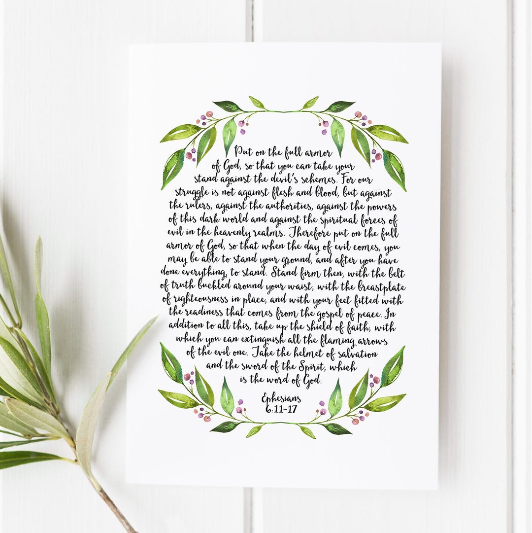 Armor of God Wall Art, Ephesians 6:11-17 Print, Christian Home Décor ...