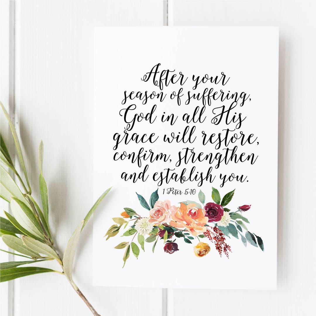 Bible Verse Print, 1 Peter 5:10 Art, Christian Wall Art, Scripture Wall ...