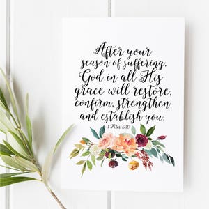 Bible Verse Print, 1 Peter 5:10 Art, Christian Wall Art, Scripture Wall ...