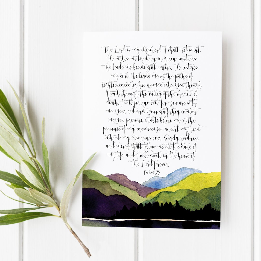 Psalm 23 Print, Christian Wall Art, Bible Verse Decor, Scripture ...
