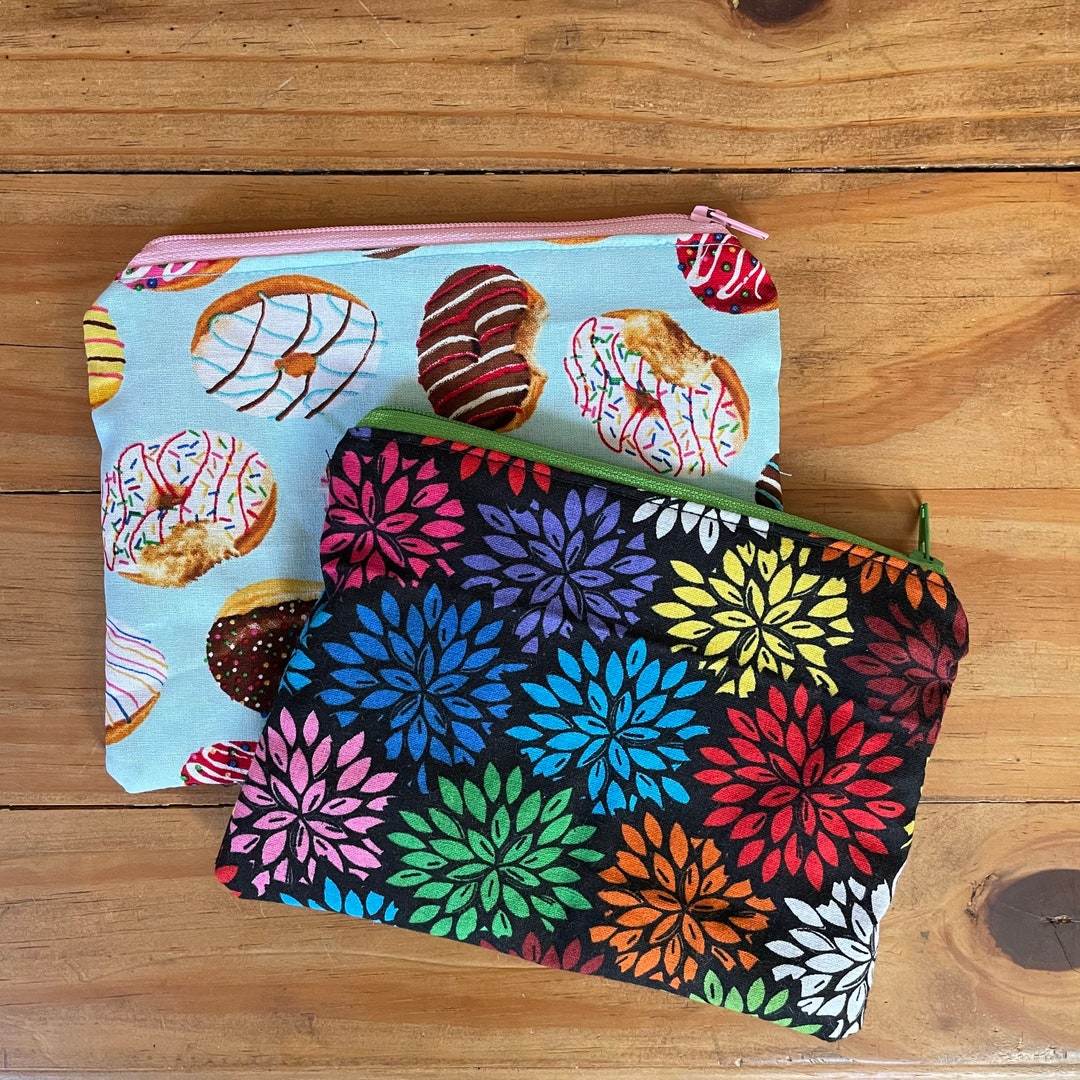 Donut Zipper Pouch / Floral Zipper Pouch - Etsy