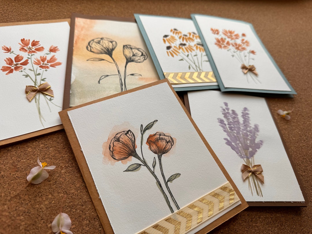 Hand Painted Floral Watercolor Cards: Botanical Greeting Cards - Etsy