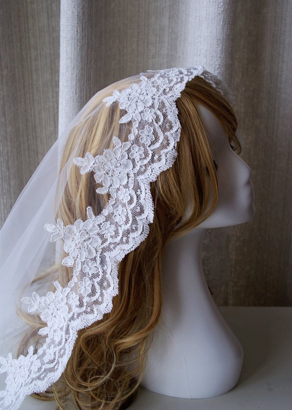 Car Bone Lace Spanish Veil Wedding Veil Bridal Veil Ivory - Etsy