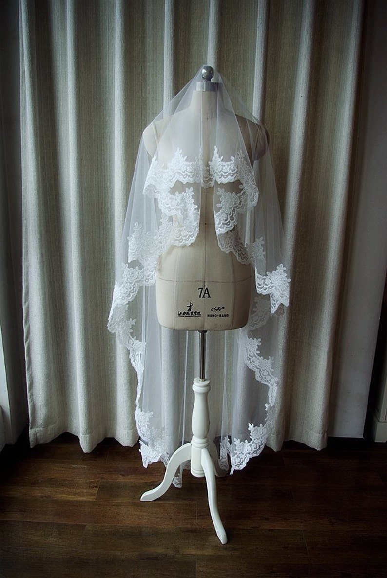 Car Bone Lace Spanish Veil Wedding Veil Bridal Veil Ivory - Etsy