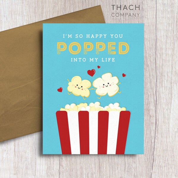 Popcorn Anniversary Card - Etsy