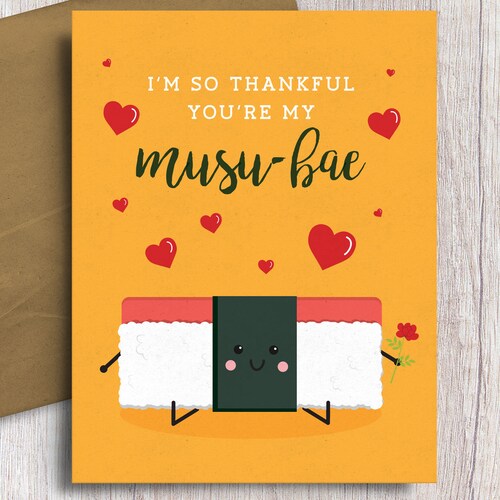 You're My Musu-bae Greeting Card Spam Musubi Punny Card - Etsy