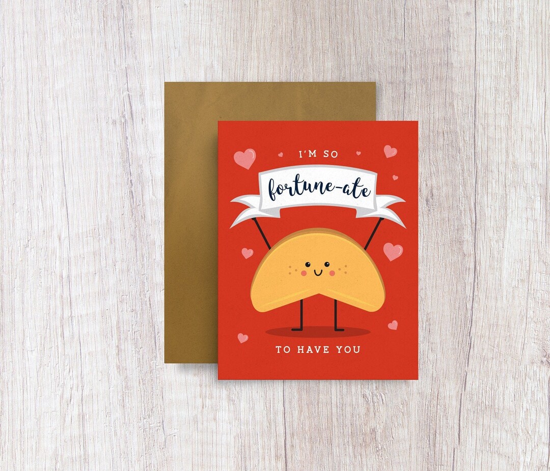 I'm so Fortunate to Have You Fortune Cookie Food Pun Love Card - Etsy