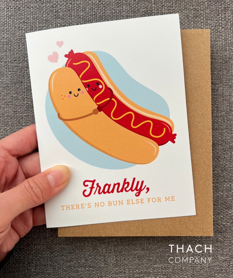 Funny Hot Dog Love Card: Food Pun Anniversary Card - Etsy