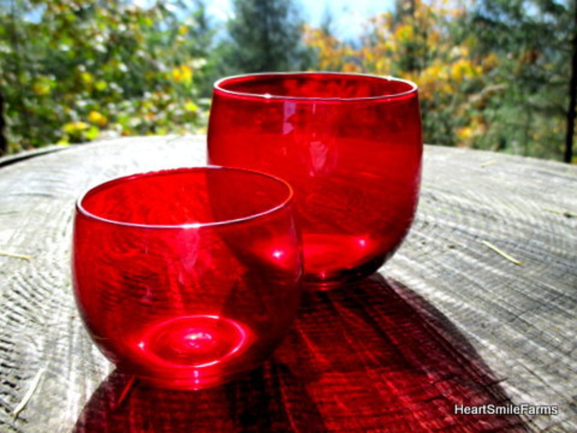 Set of 2 Roly Poly Red Glasses Large and Small Red Roly Poly - Etsy