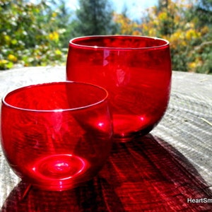 Set of 2 Roly Poly Red Glasses Large and Small Red Roly Poly - Etsy