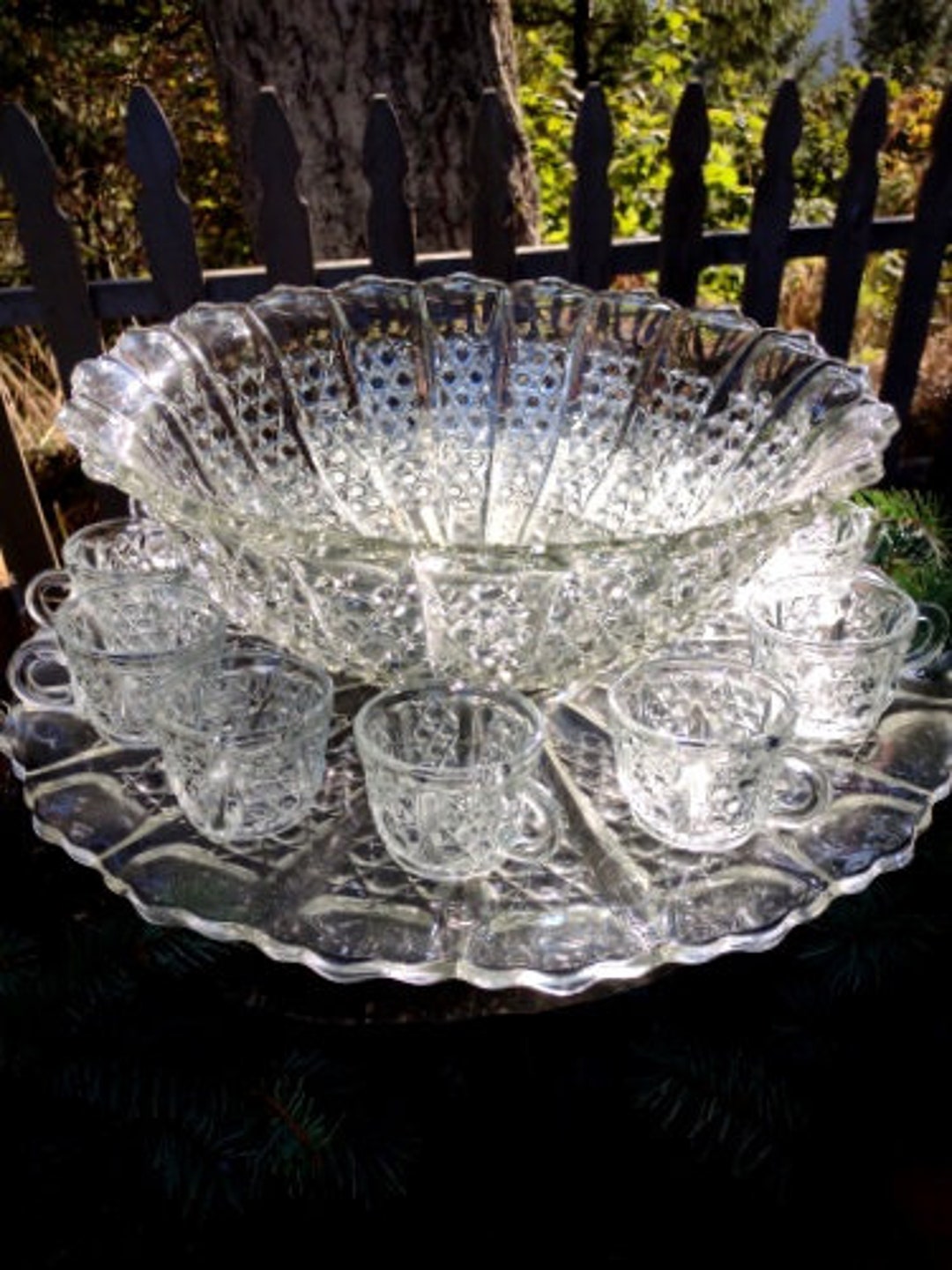 Tiffan Franciscan Bristol Diamond Punch Bowl Set With Underplate - Etsy
