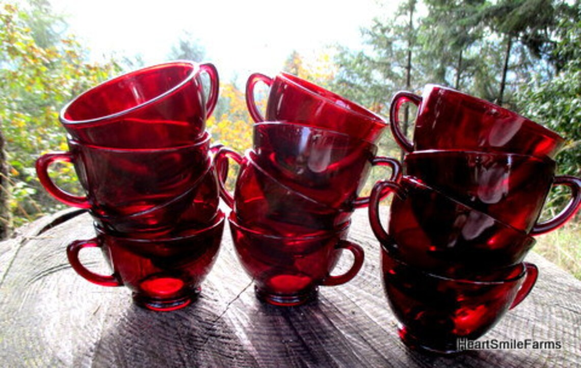 Anchor Hocking Royal Ruby Punch or Snack Cups Set of 12 Ruby Punch Cups ...