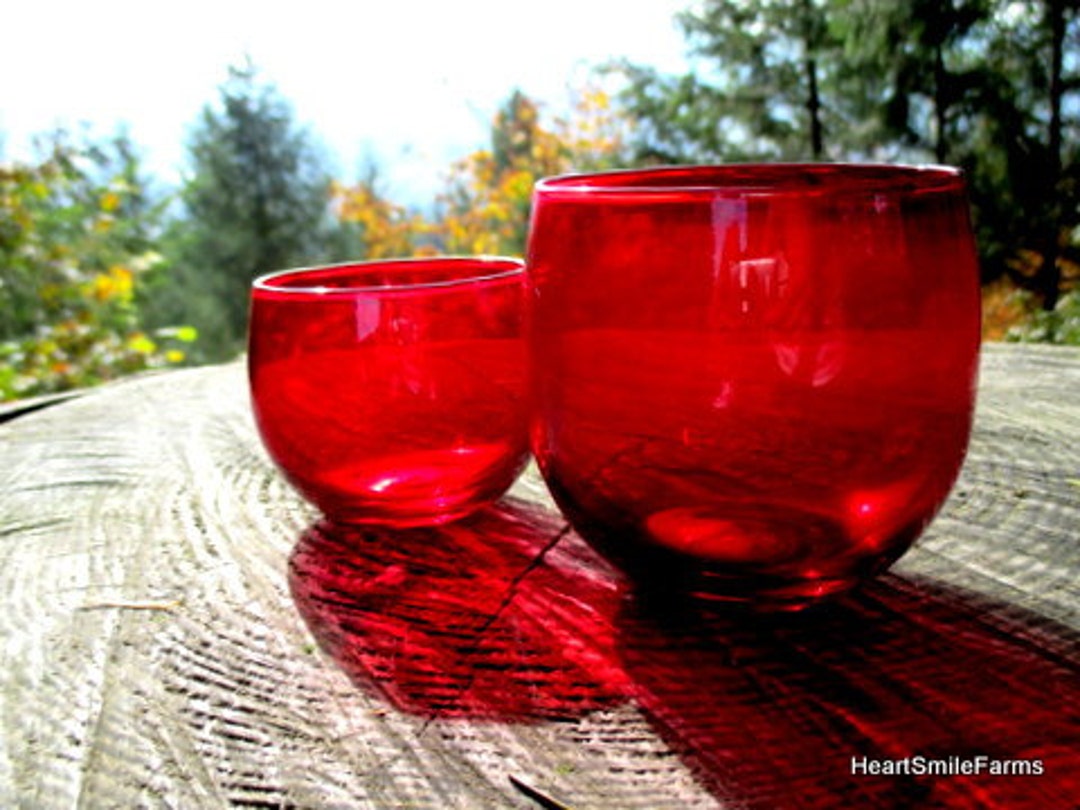 Set of 2 Roly Poly Red Glasses Large and Small Red Roly Poly - Etsy