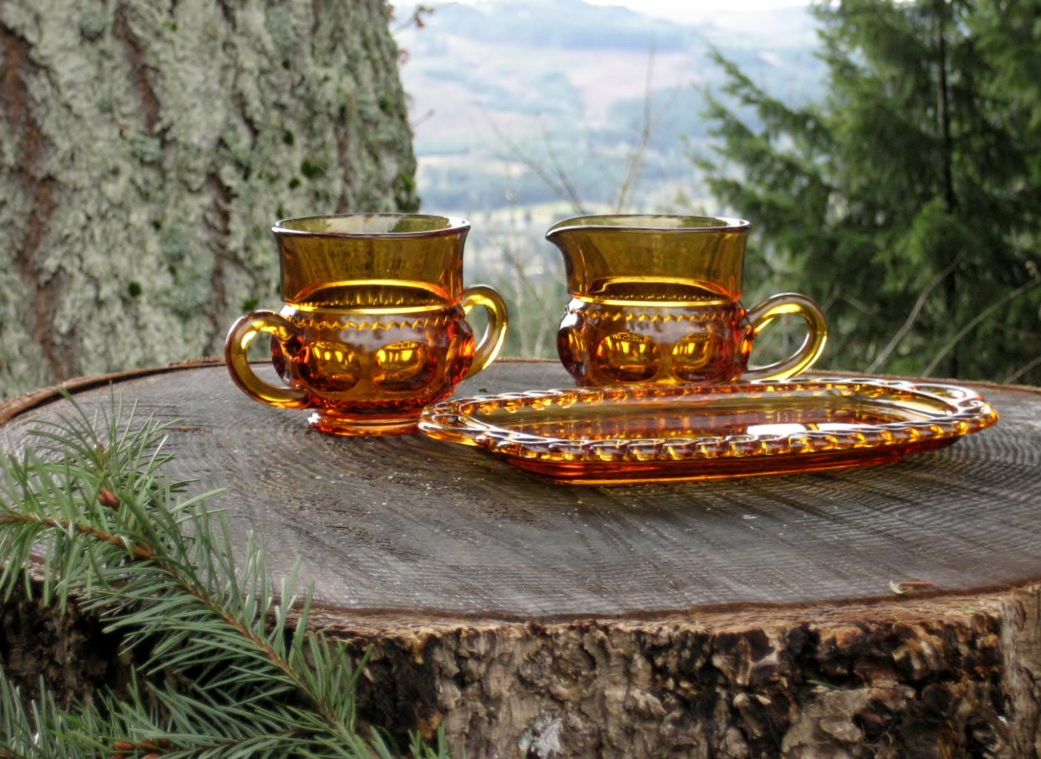 Vintage Indiana Glass King's Crown Pattern Sugar and Creamer Set With ...