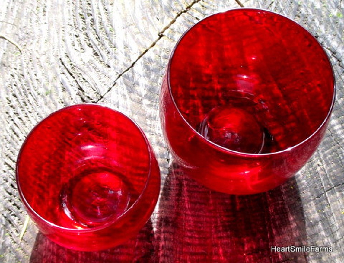Set of 2 Roly Poly Red Glasses Large and Small Red Roly Poly - Etsy