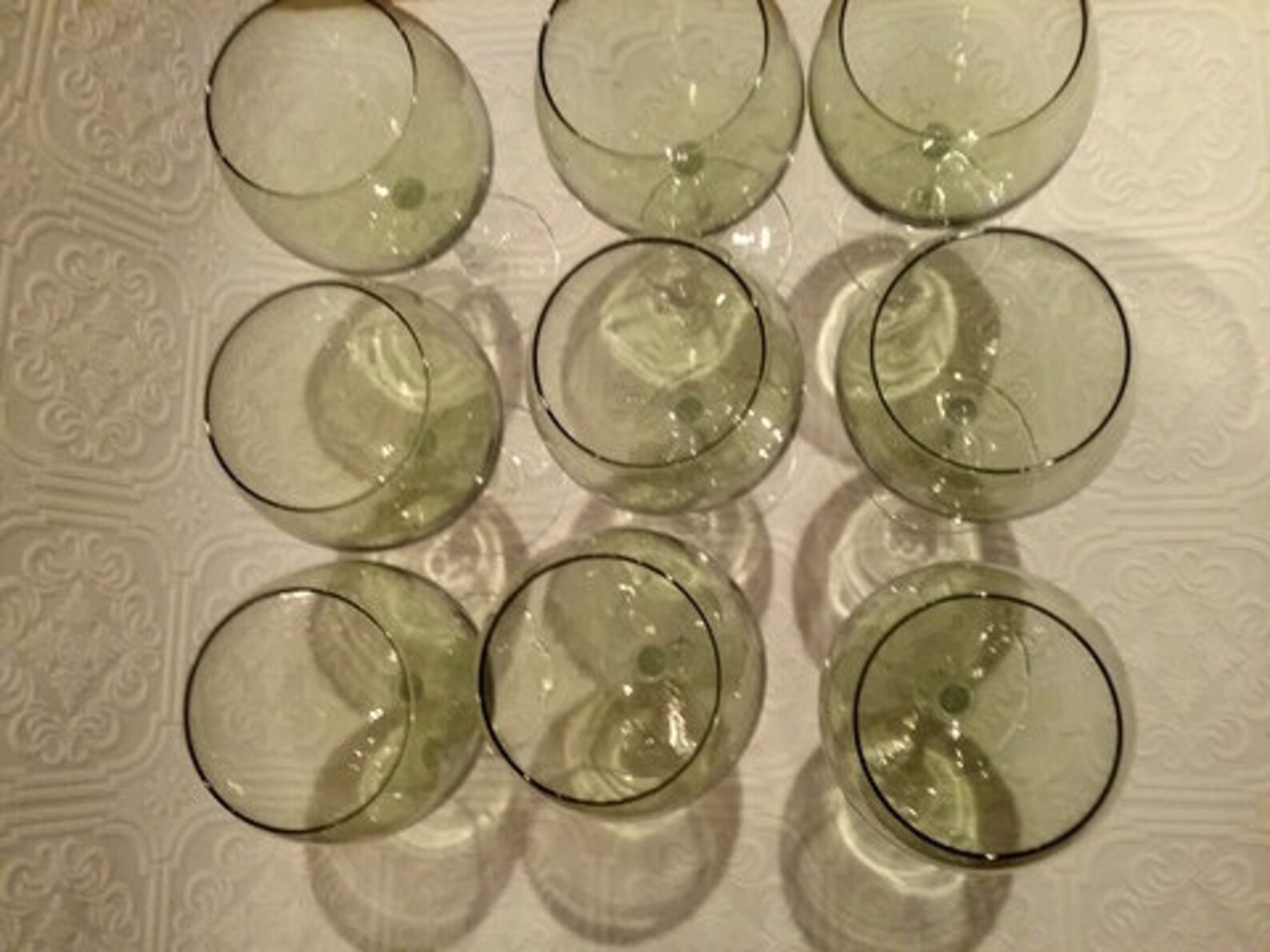 Set of 9 Green and Clear Wine Goblets | Etsy