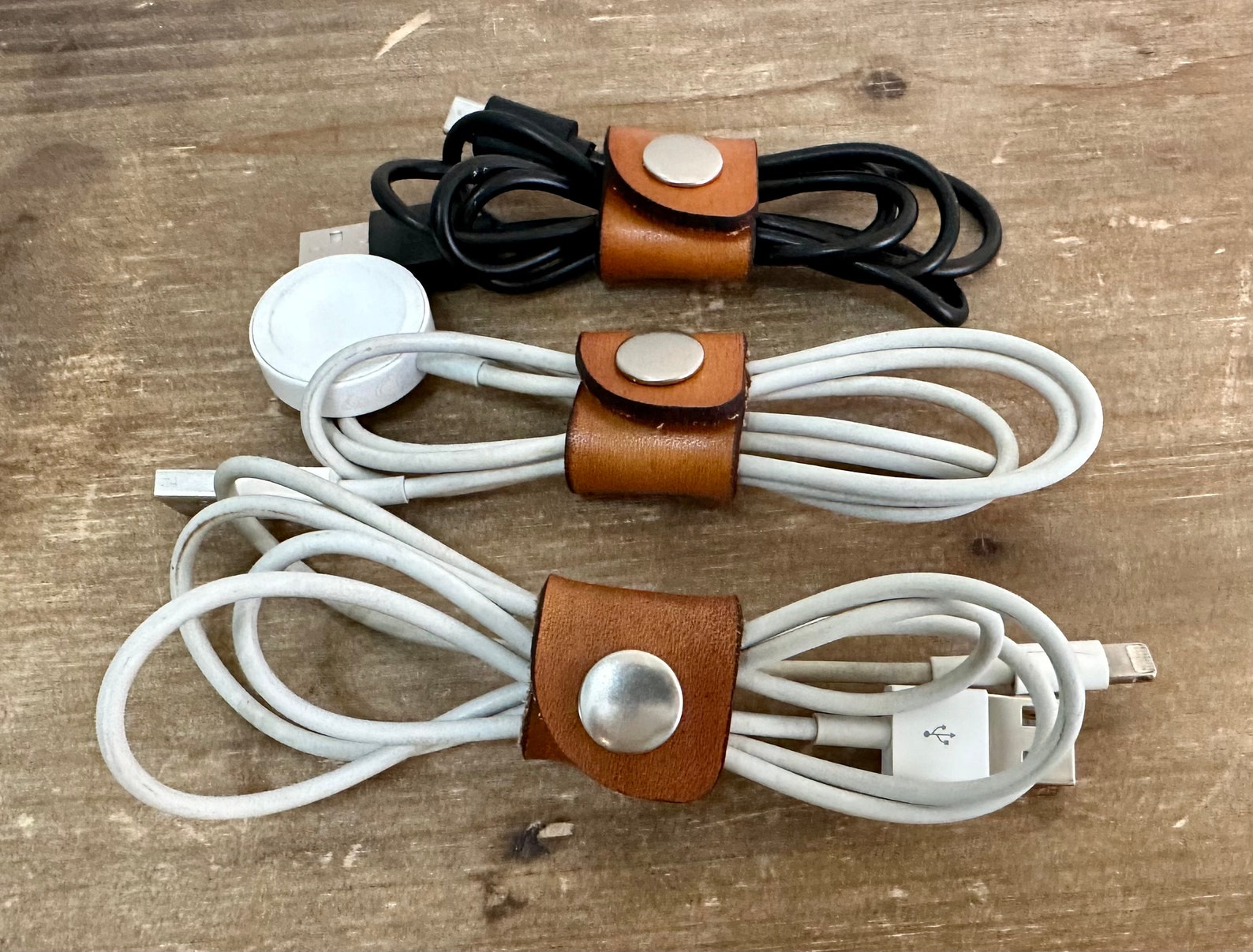 3 Pack Leather Cord Keeper,cord Organizer,cable Straps,usb Holder - Etsy