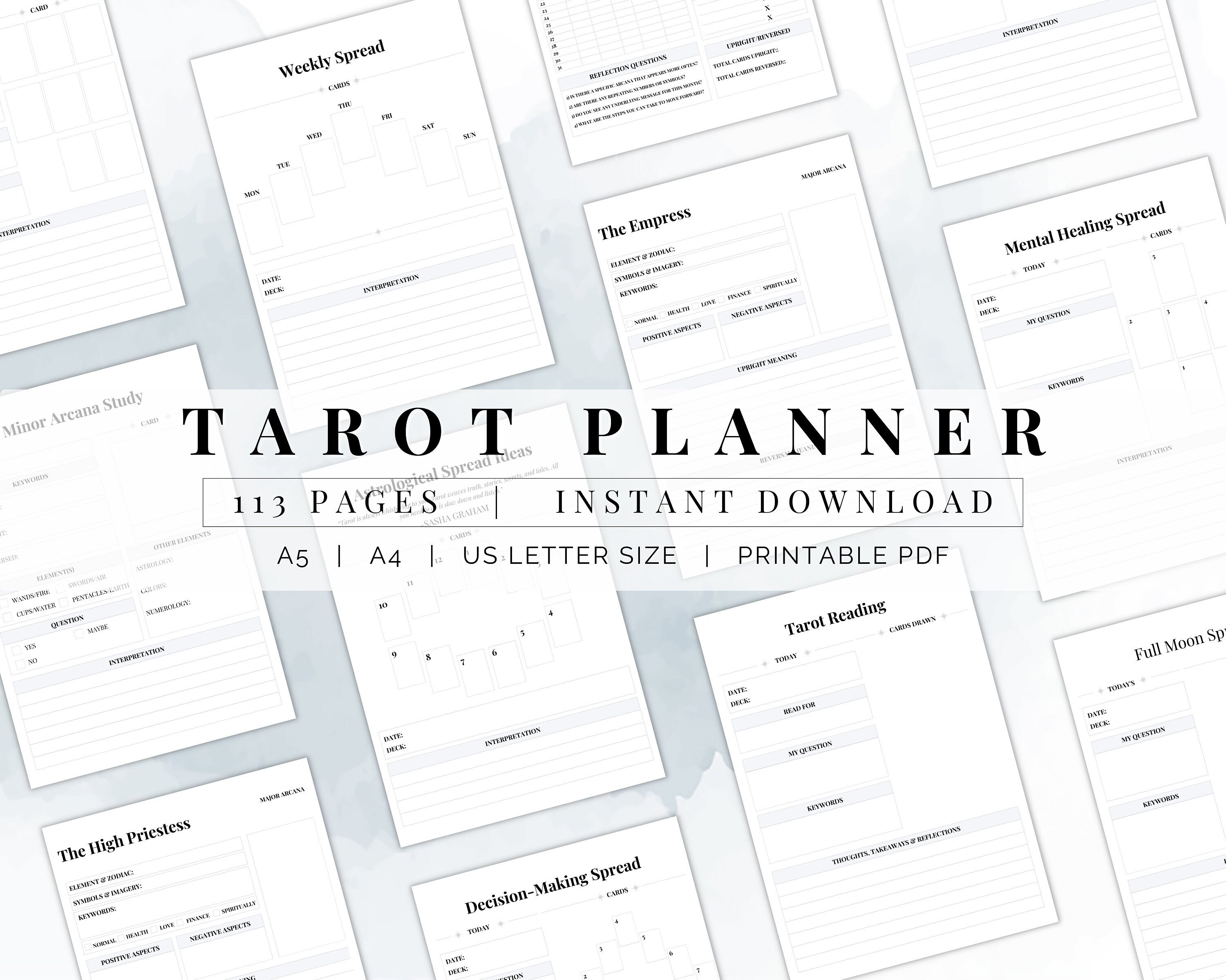 Tarot Planner Tarot Journal Printable Planner Digital Journal Witchy ...