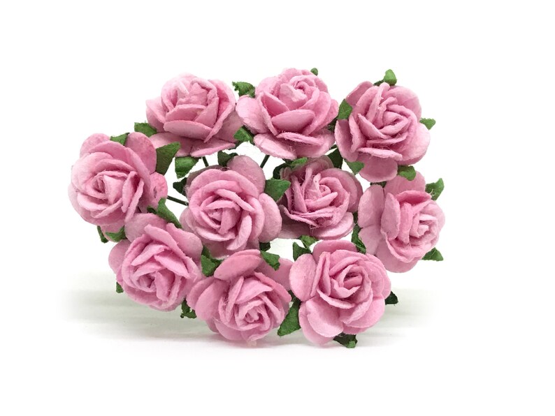 1/2" Pink Paper Flowers, Pink Paper Roses, Miniature Flowers, Mulberry ...