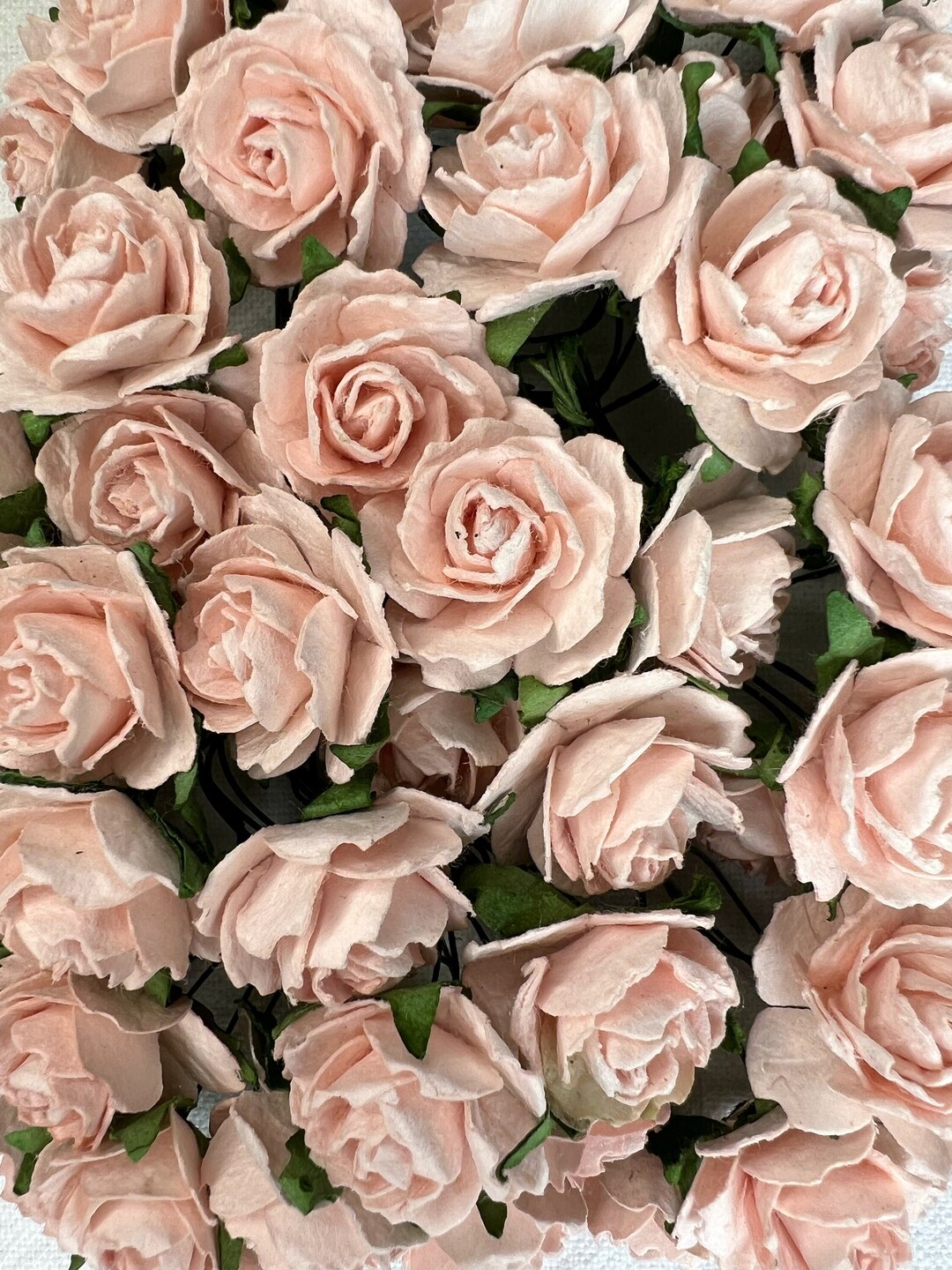 50 Blush Pink Mulberry Paper Flowers - 1 Inch - Mulberry Paper Roses ...