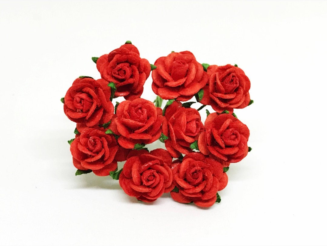 1/2" Red Paper Flowers, Red Paper Roses, Miniature Flowers, Mulberry ...