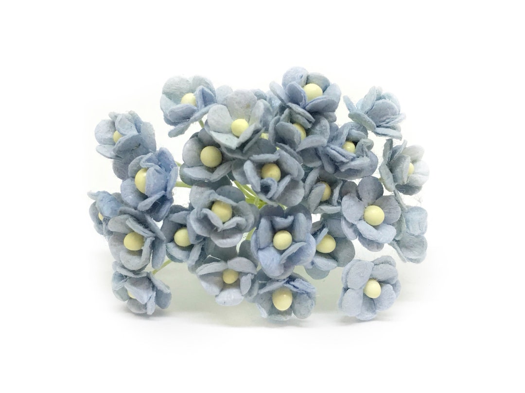 1cm Blue Paper Flowers, Mulberry Paper Flowers, Miniature Flowers for ...