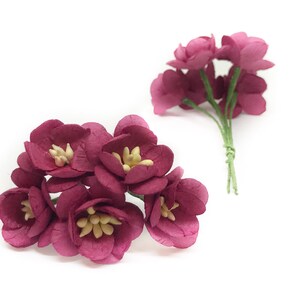 1" Maroon Mulberry Paper Flowers, Cherry Blossom Paper Flowers ...