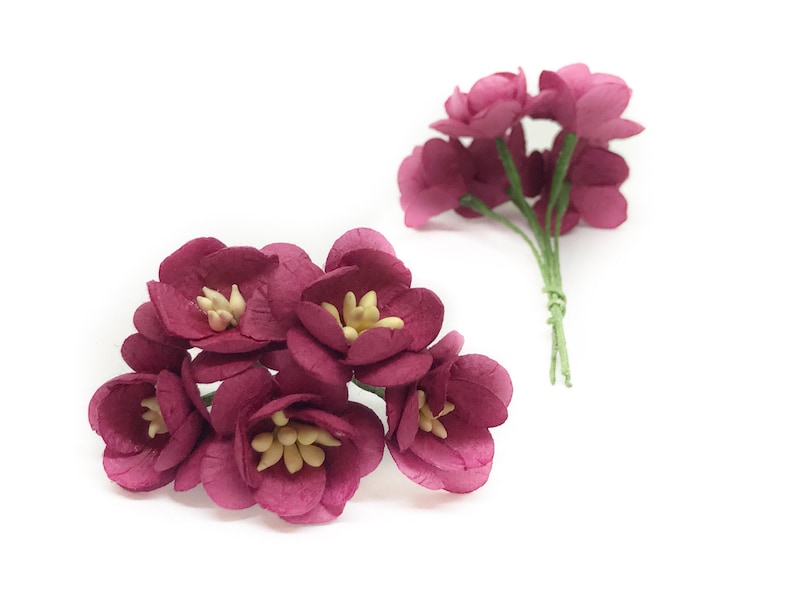 1 Maroon Mulberry Paper Flowers Cherry Blossom Paper - Etsy
