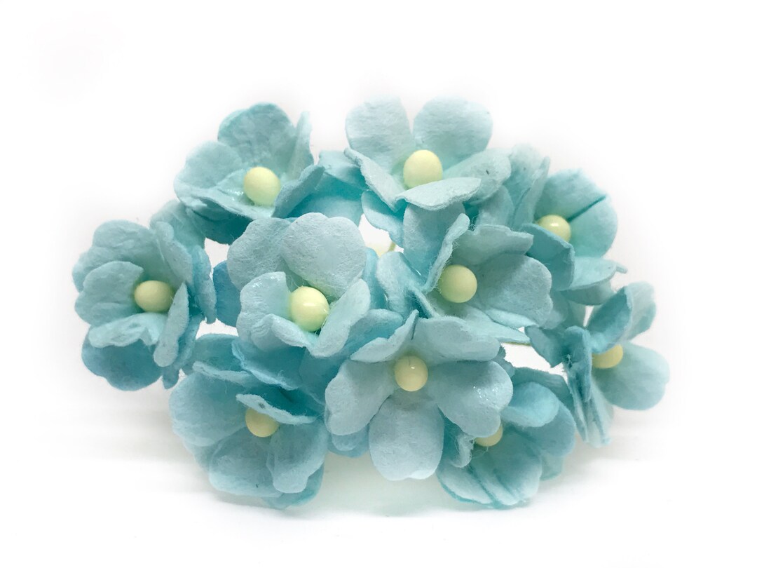 1.5cm Turquoise Paper Flowers, Paper Hydrangea, Miniature Flowers ...