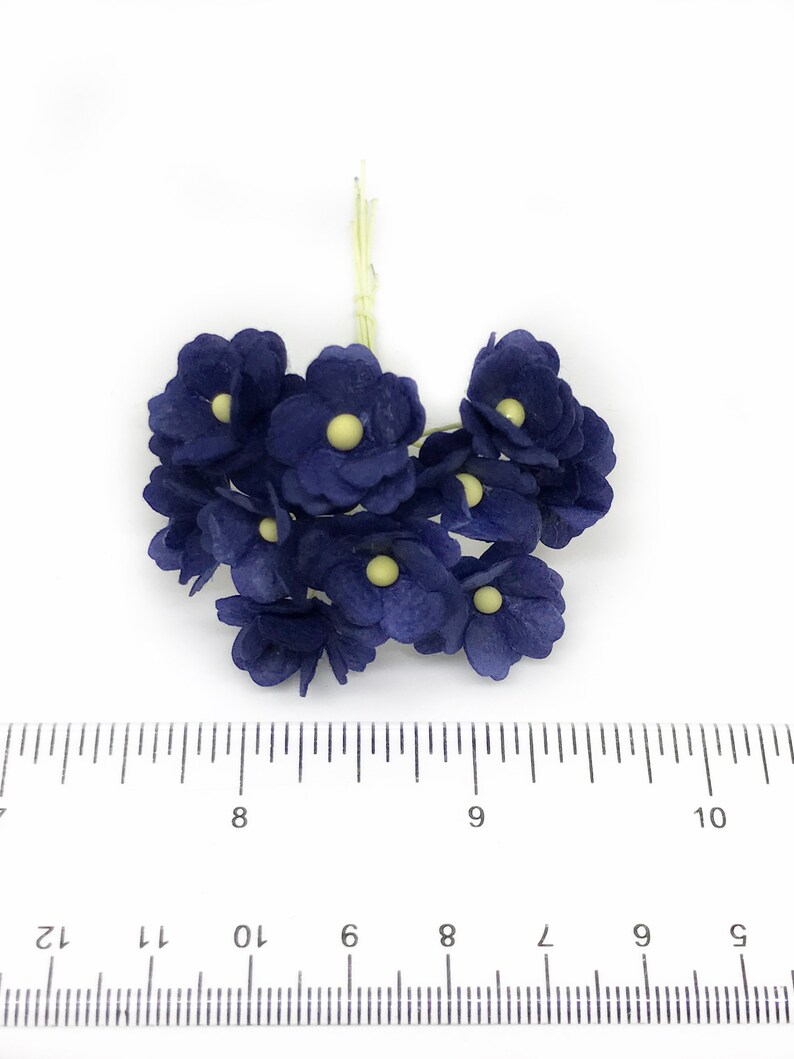 1.5cm Navy Blue Paper Flowers, Mulberry Paper Hydrangea, Miniature ...