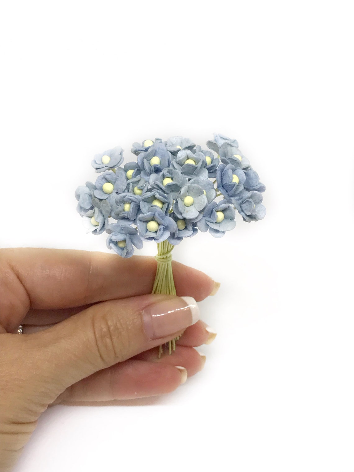 1cm Blue Paper Flowers Mulberry Paper Flowers Miniature - Etsy