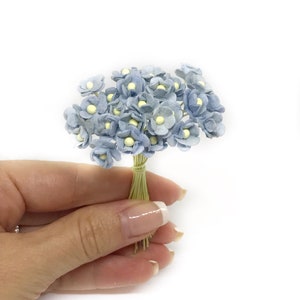 1cm Blue Paper Flowers, Mulberry Paper Flowers, Miniature Flowers for ...