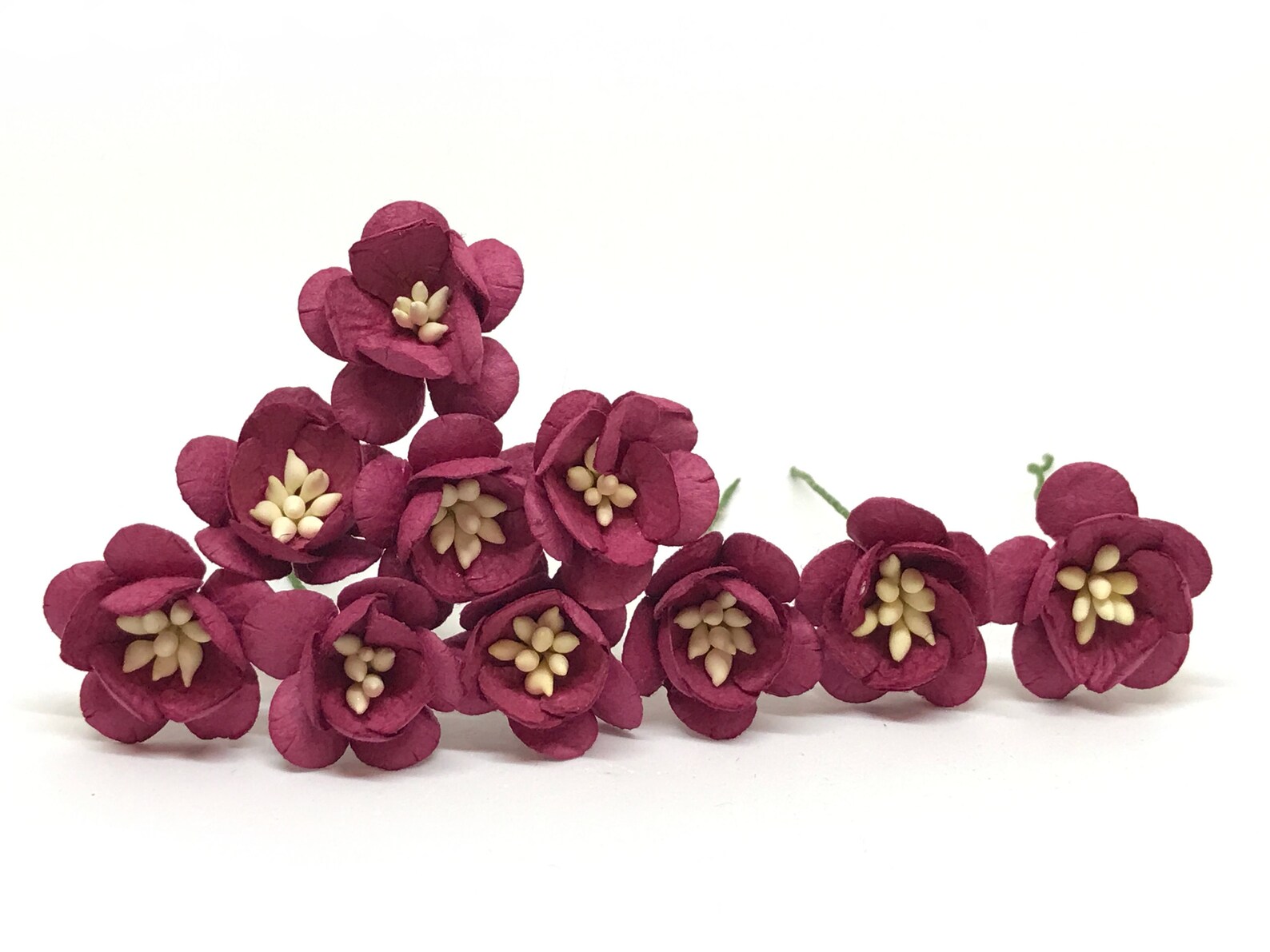 1" Maroon Mulberry Paper Flowers, Cherry Blossom Paper Flowers ...