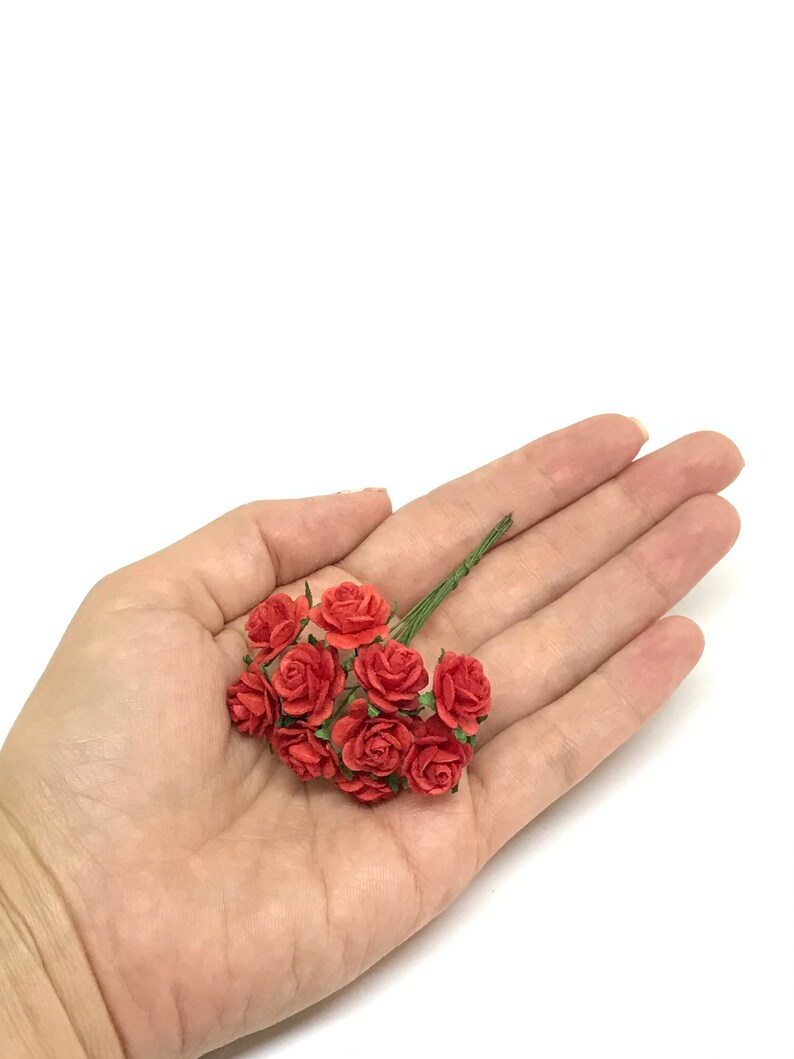 1/2 Red Paper Flowers Red Paper Roses Miniature - Etsy